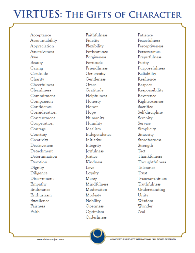 The Virtues Project | Array With Virtues
